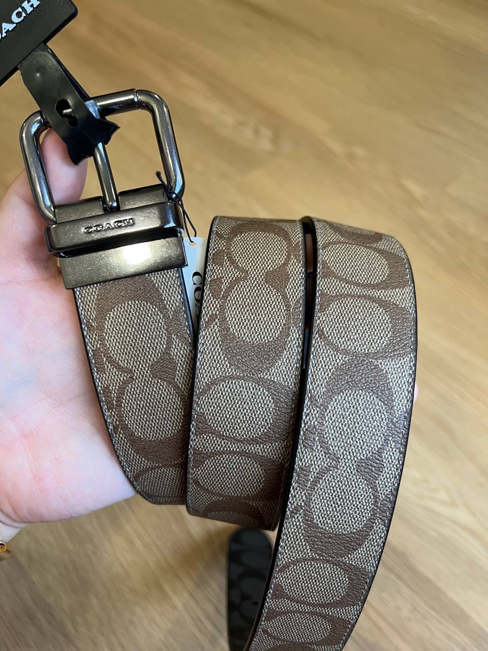 Coach Roller Buckle Cut To Size Reversible Belt in Signature Tan ...