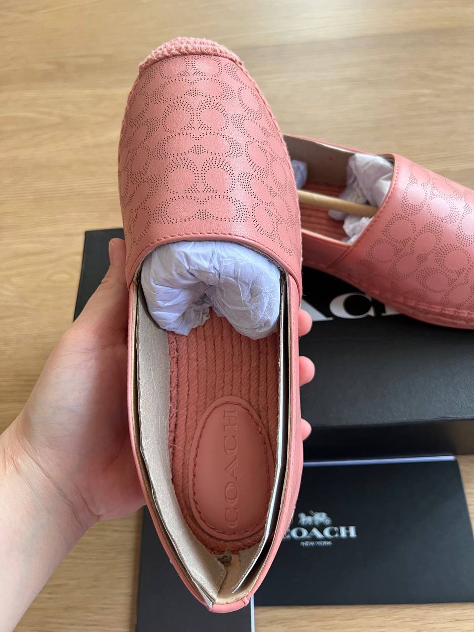 Coach Carley Espadrille Leather Shoes in Candy Pink (Size US7.5) – Exclusively USA