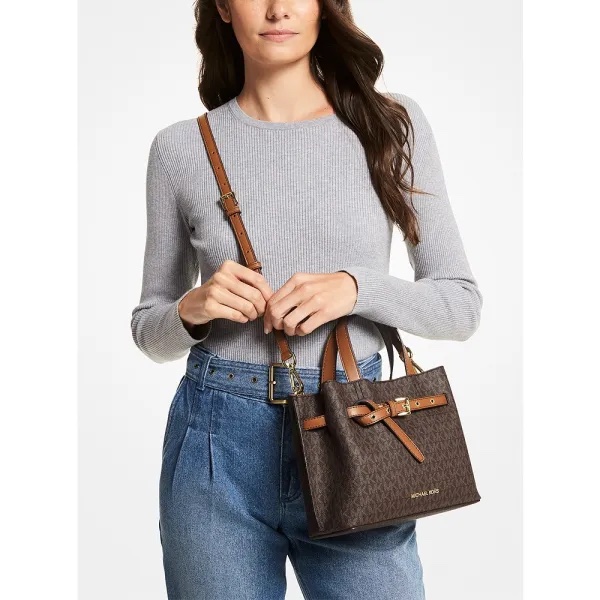 Michael Kors Emilia Small Satchel in Signature Brown – Exclusively USA