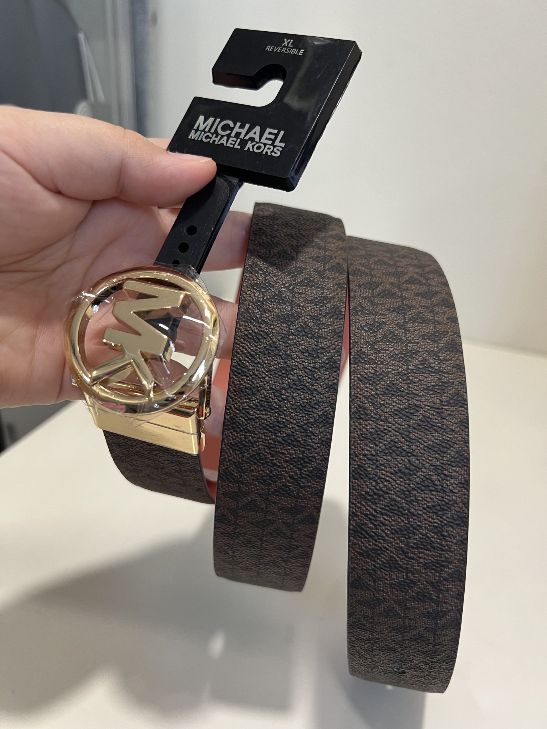 Michael Kors Twist Reversible Women Belt in Signature Brown ...