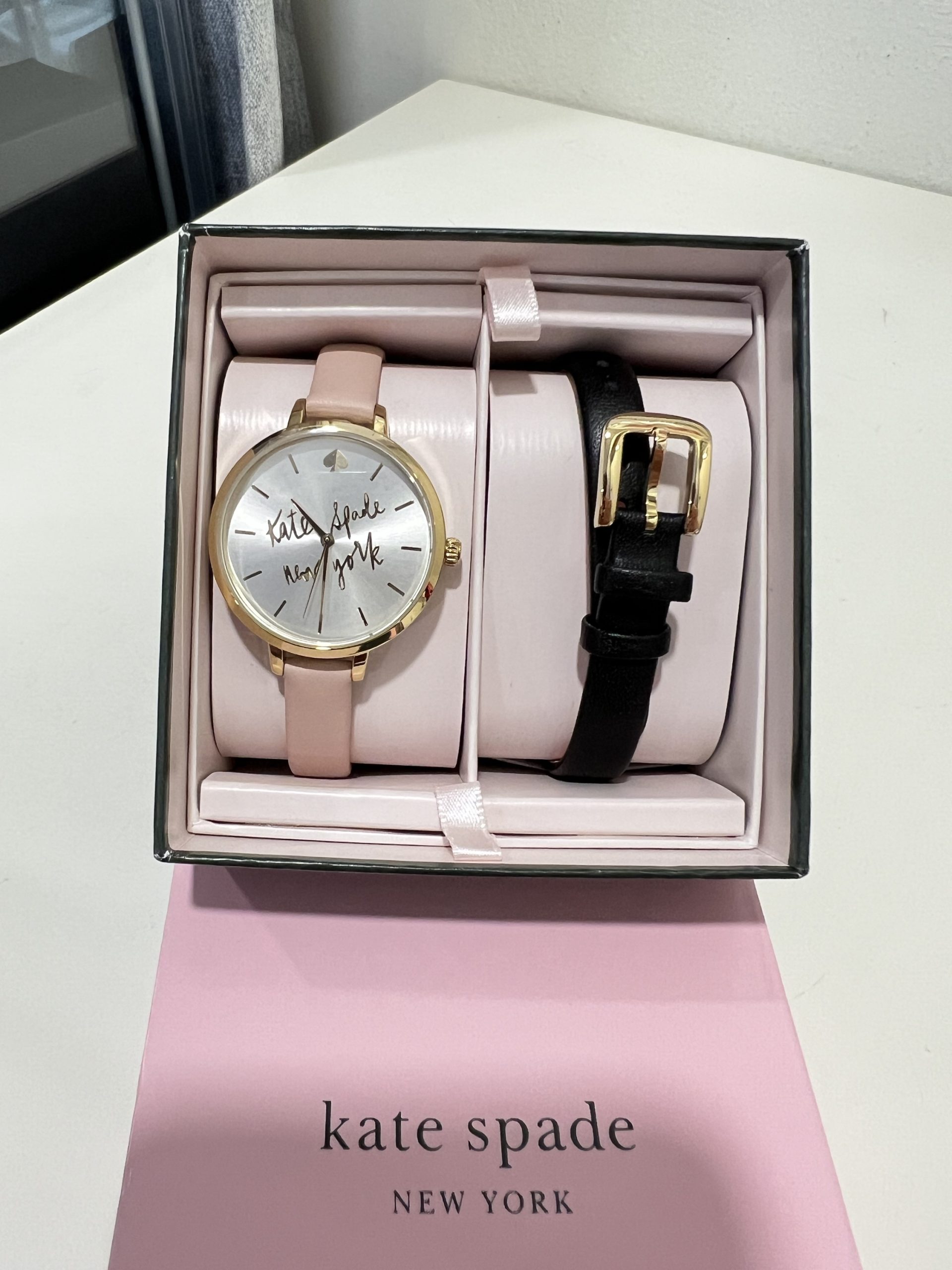 Kate Spade New York Metro Three-Hand Blush Leather Watch and Strap Set ...