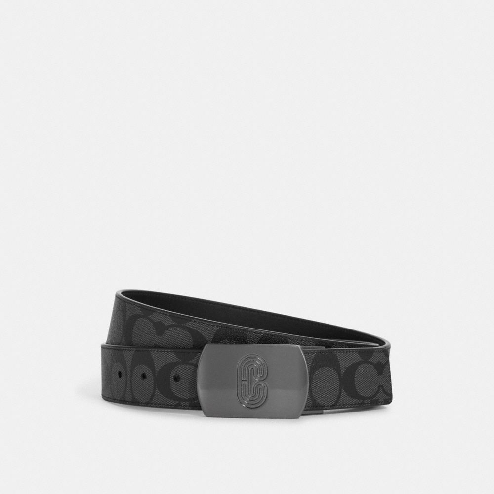 Coach Plaque Buckle Cut To Size Reversible Belt in Signature Black ...