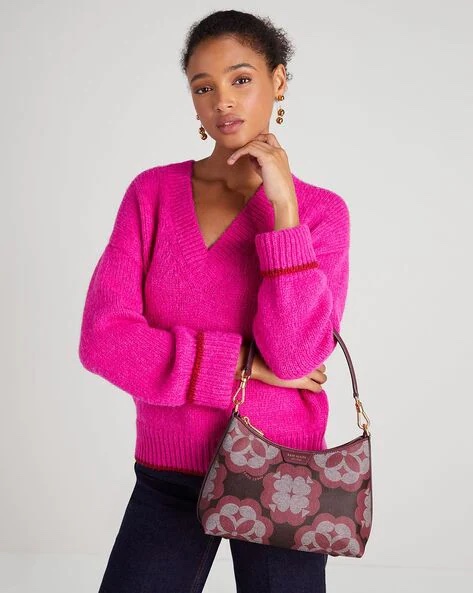 Kate Spade Spade Flower Monogram Reece Small Shoulder Bag in Garnet ...