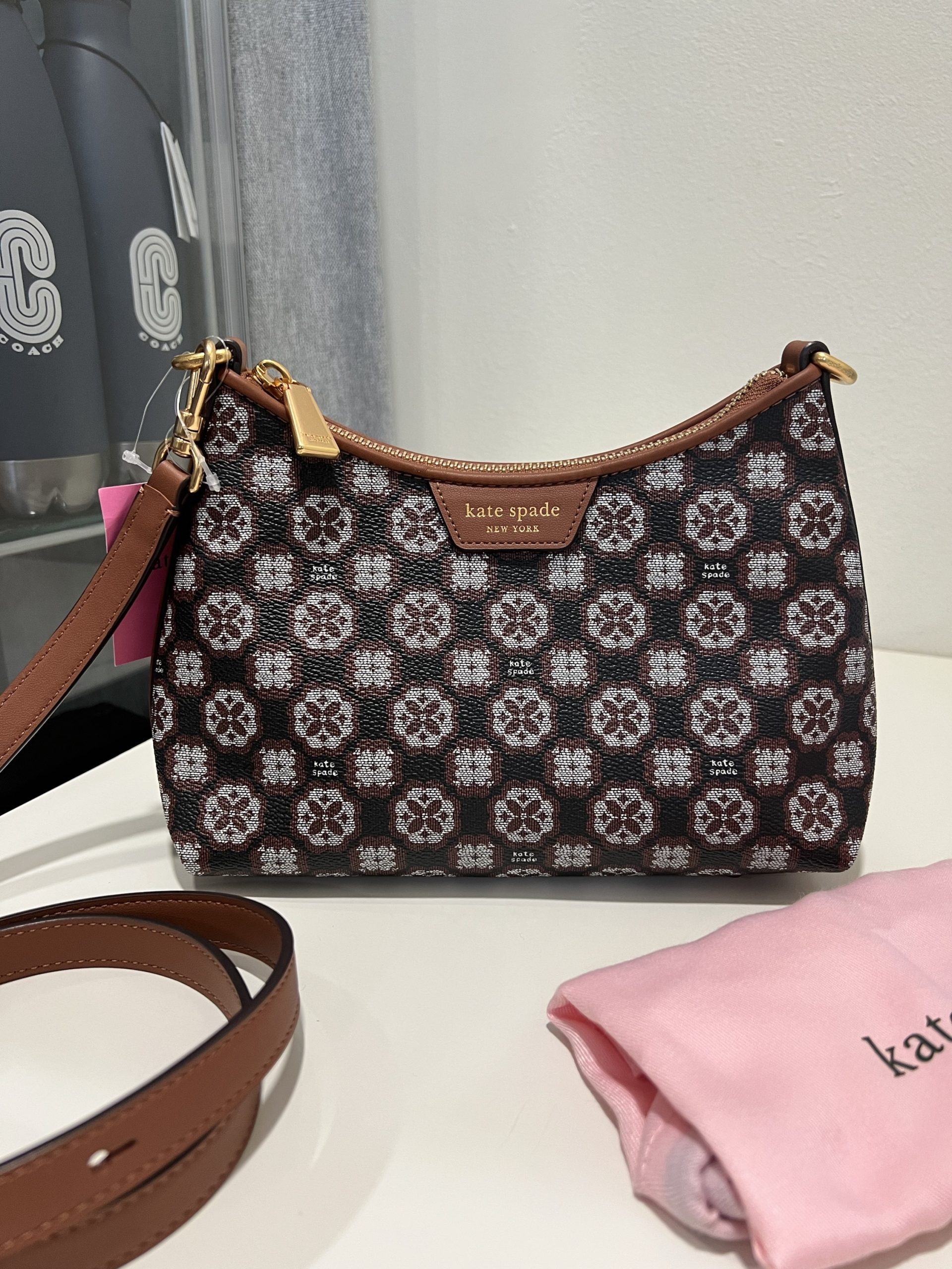 Kate Spade Spade Flower Monogram Coated Canvas Top Zip Crossbody in ...