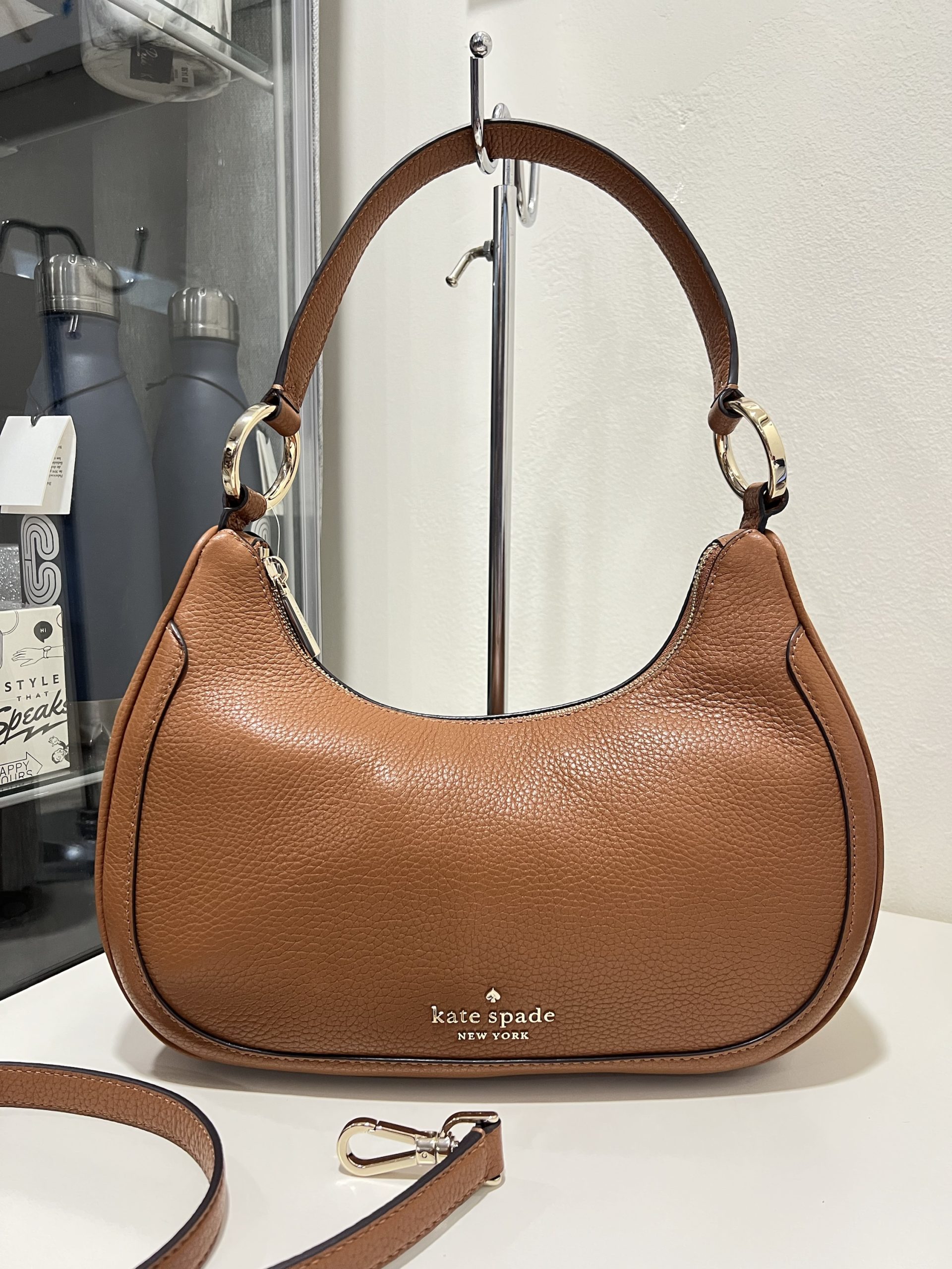 Kate Spade Leila Pebbled Leather Shoulder Bag in Warmgingerbread ...