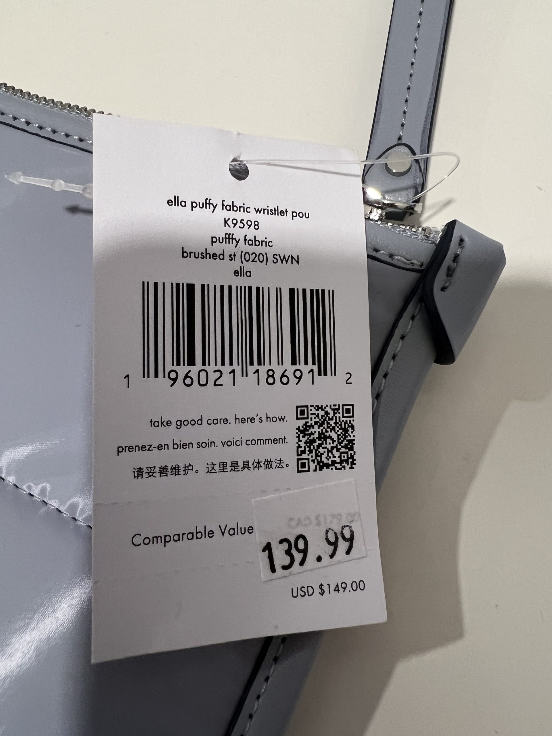 Kate Spade Ella Large Puffy Wristlet Pouch in Brushed Steel ...