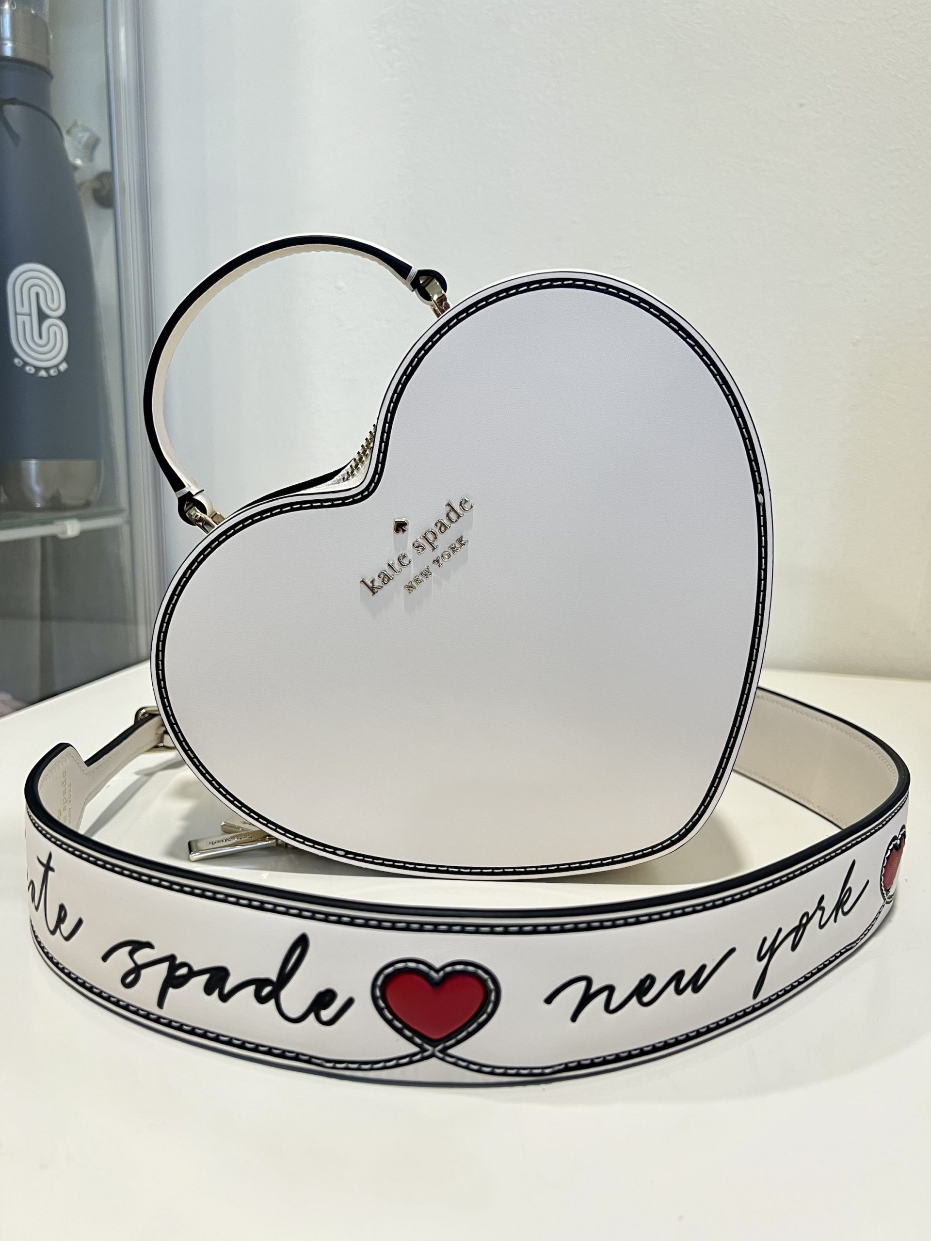 Kate Spade Love Shack Guitar Strap Heart Crossbody in Parchment ...