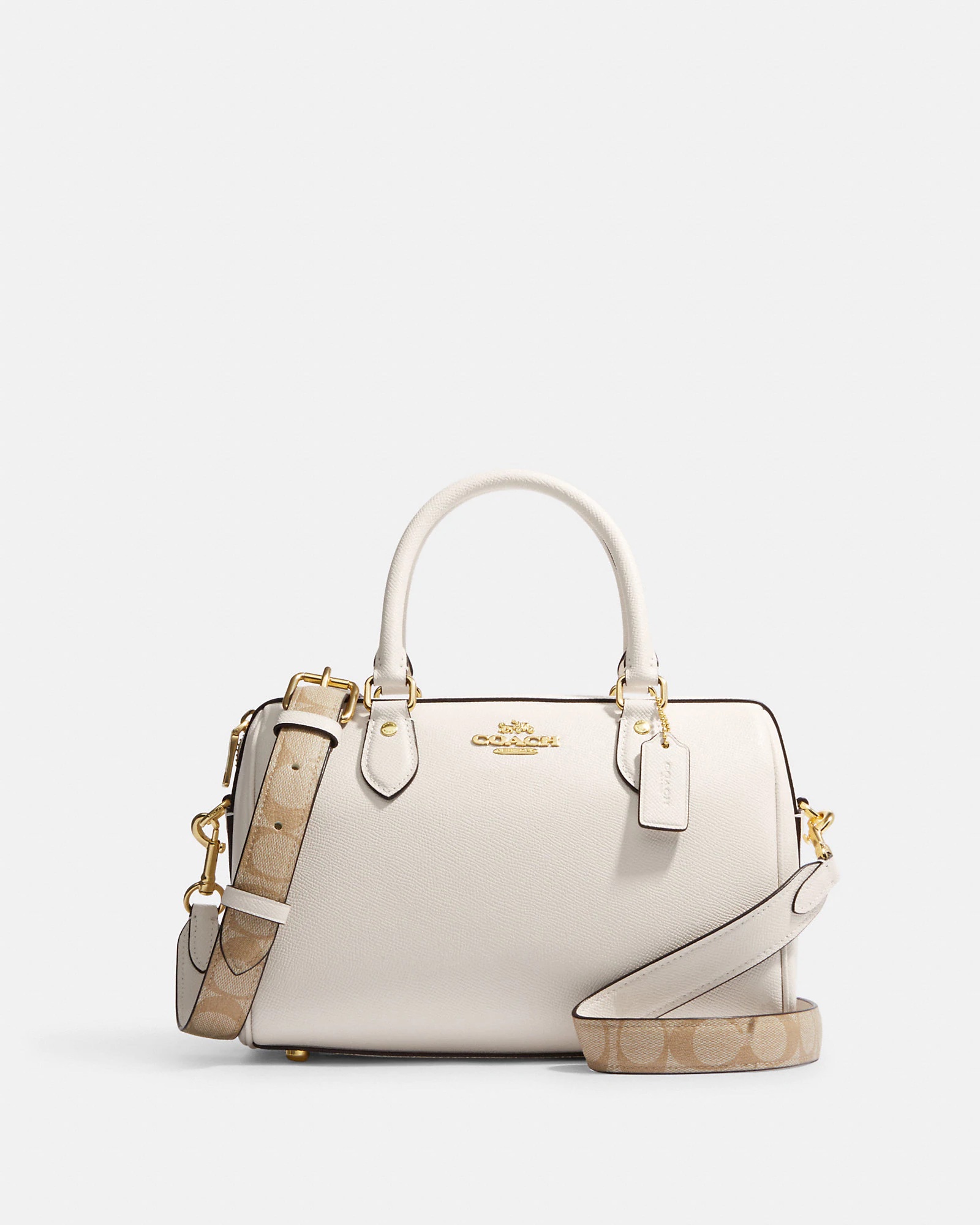 Coach Rowan Satchel With Signature Canvas Detail in Chalk – Exclusively USA
