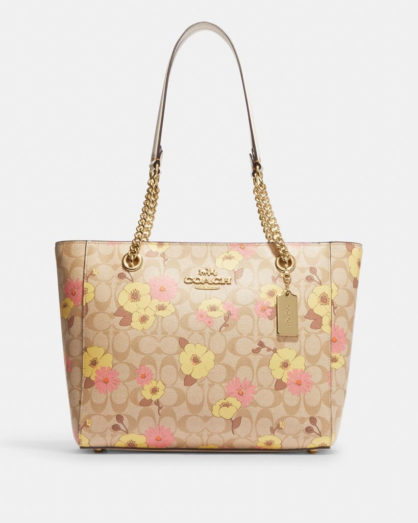 Coach Cammie Chain Tote In Signature Canvas With Floral Cluster Print ...